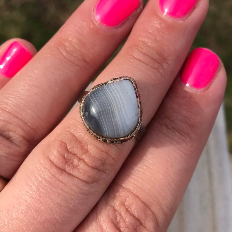 Banded Agate Ring - Etsy