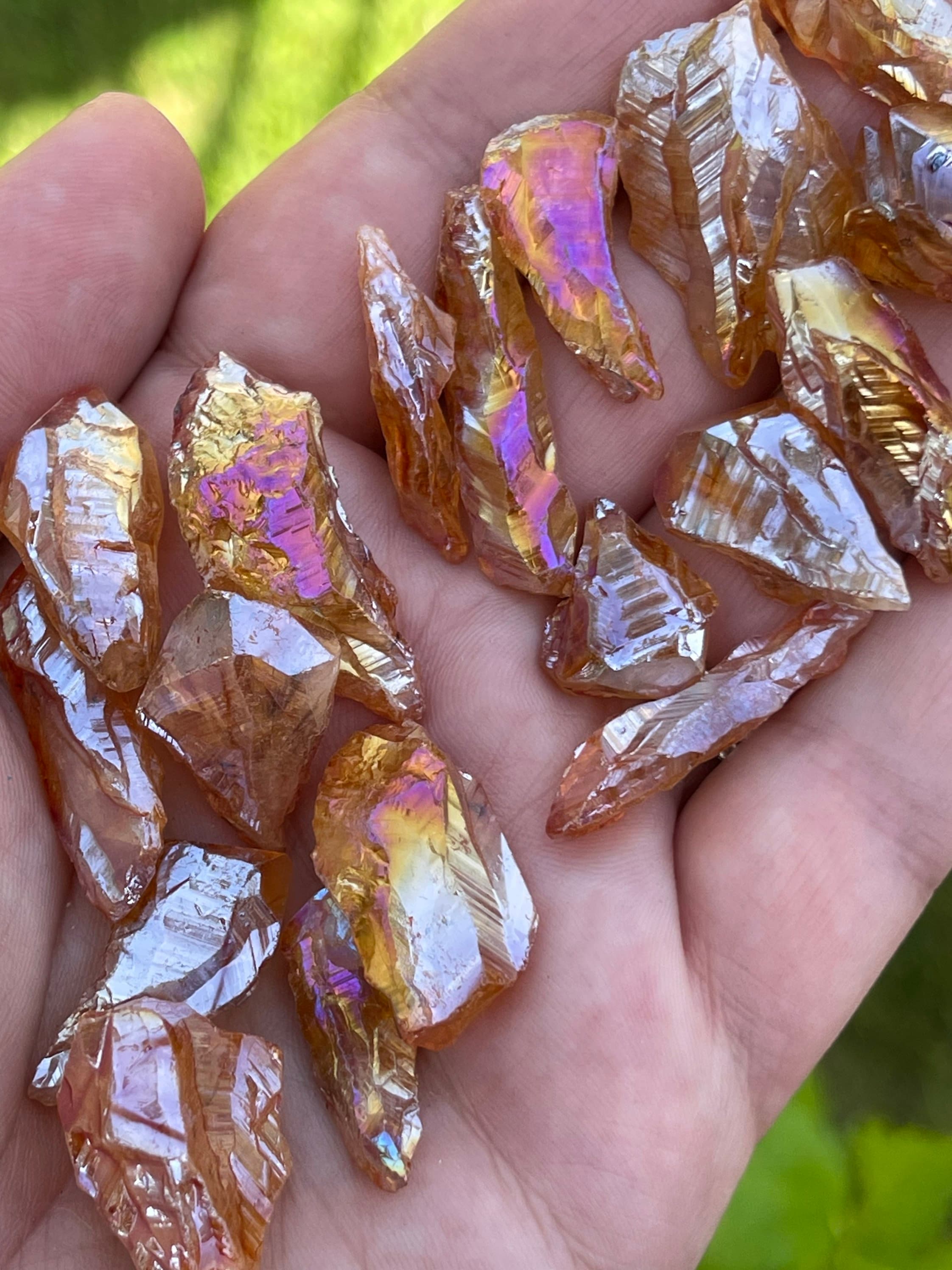Peach Rainbow Aura Quartz Points Small Healing Crystal Meditation ...