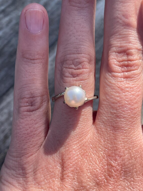 Art Deco Pearl Promise Ring - Size 8.5 - Gem