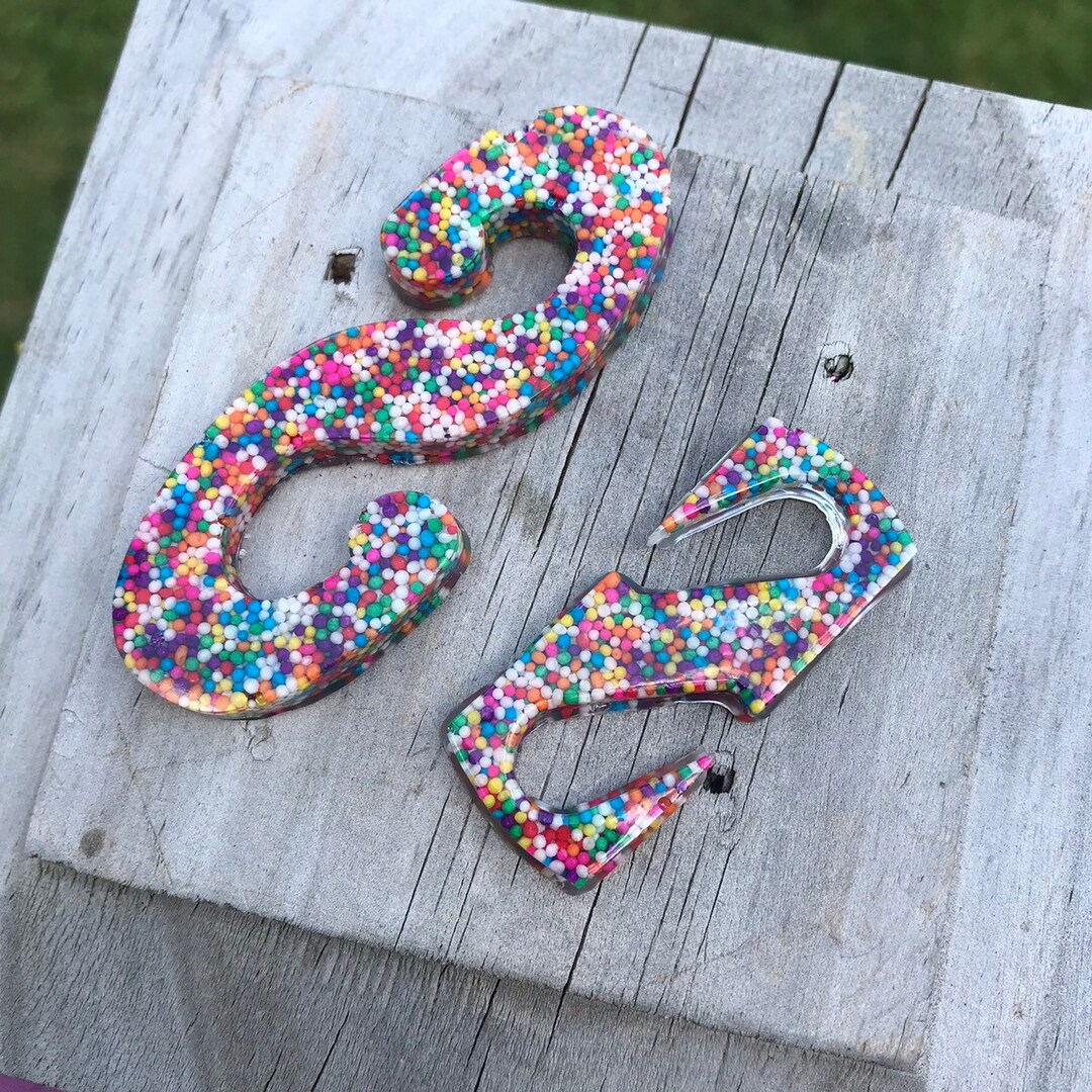 Ear Saver Mask Hooks Small or Large Size Real Rainbow Sprinkles Resin ...