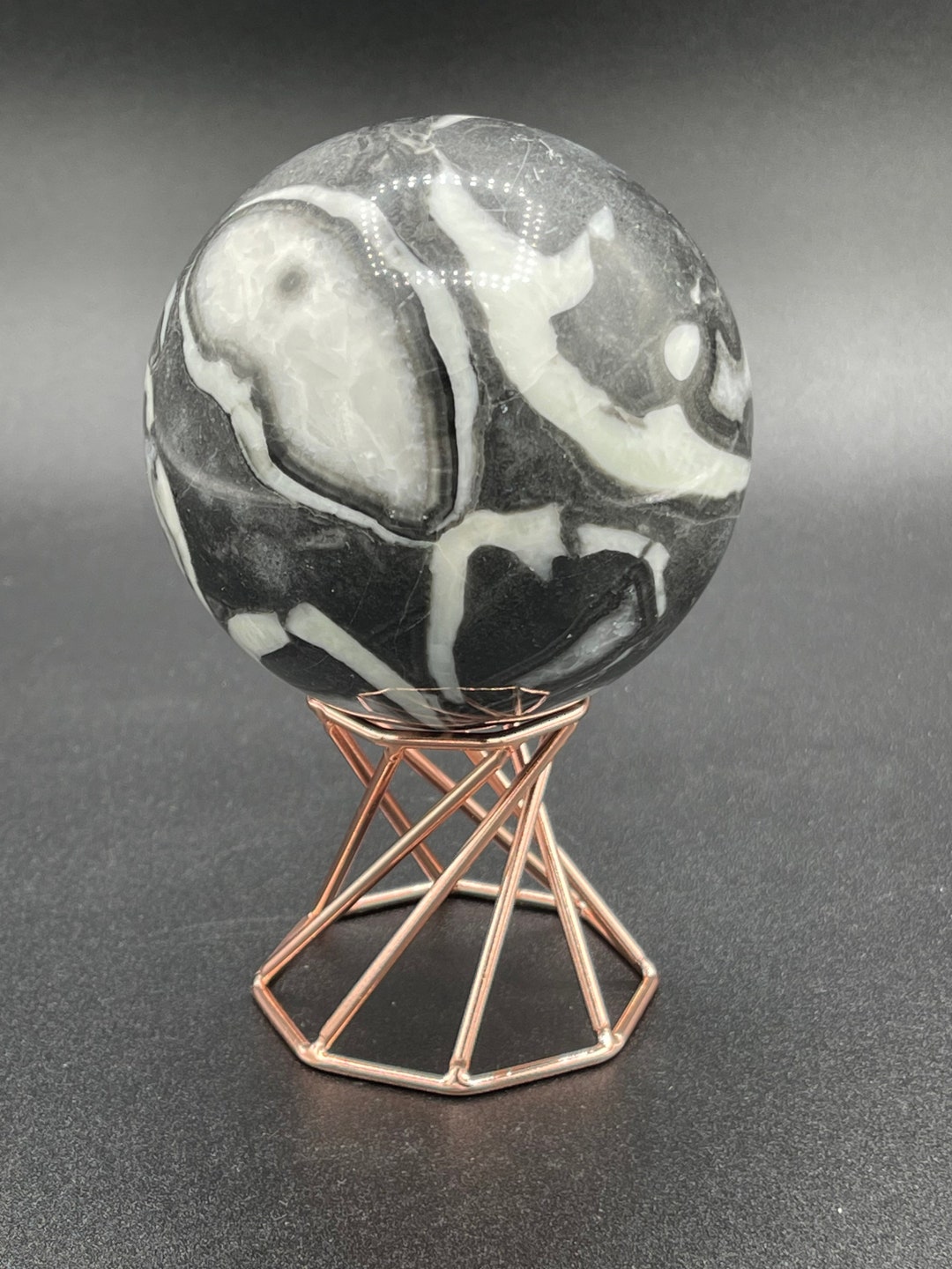 Hand Polished Shell Fossil Sphere Thousand Eye Jasper Healing Crystal ...