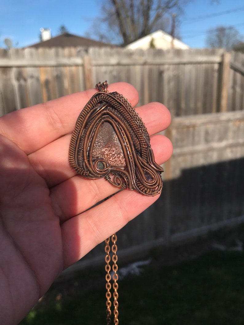 Dinosaur Bone Fossil Amethyst and Blue Topaz Wire Wrapped | Etsy