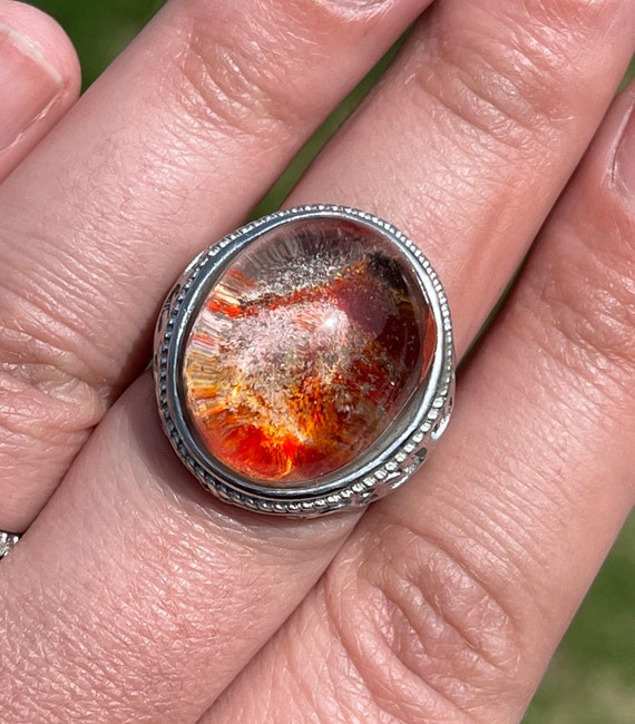 Handmade Natural Garden Quartz Lodolite Gemstone Crystal Ring | Etsy