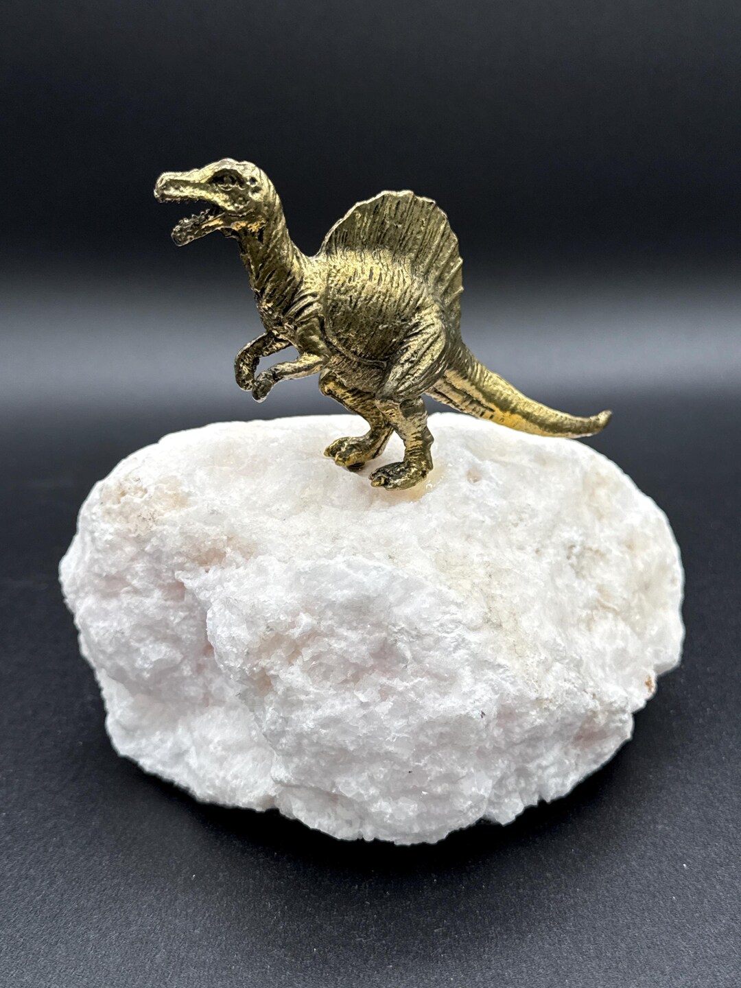 Large Pink Calcite and Spinosaurus Dinosaur Crystal Jurassic Specimen ...