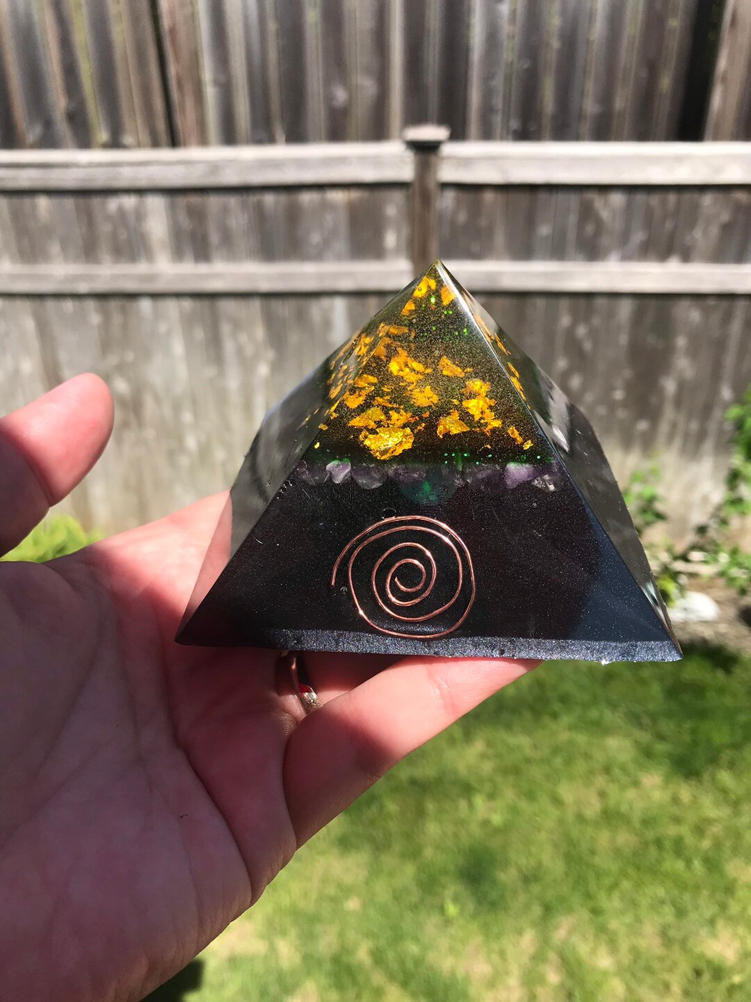 Large Orgone Pyramid Orgonite Pyramid Amethyst Onyx Turquoise Copper ...