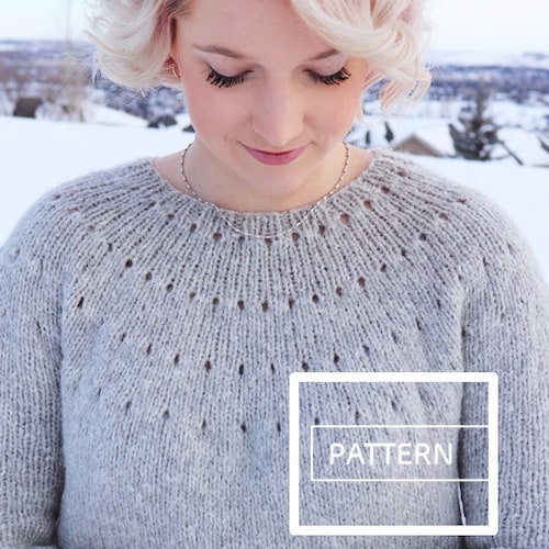 KNITTING PATTERN Easy Eyelet Yoke Sweater Pattern Beginner - Etsy Canada