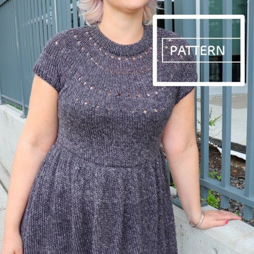KNITTING PATTERN Easy Eyelet Yoke Sweater Pattern Beginner | Etsy Canada