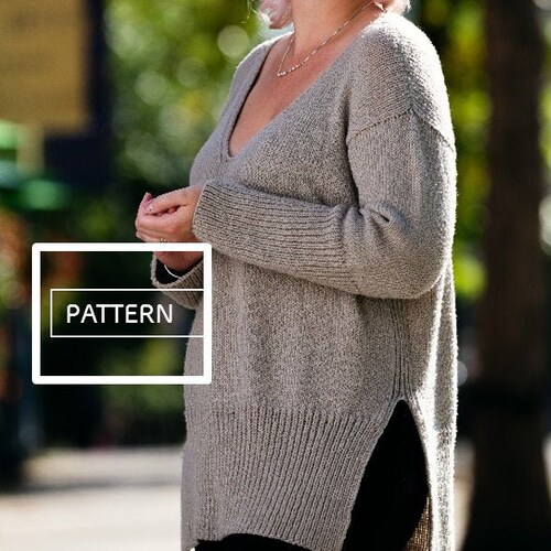 KNITTING PATTERN Side Split Pullover Long Knit Sweater | Etsy
