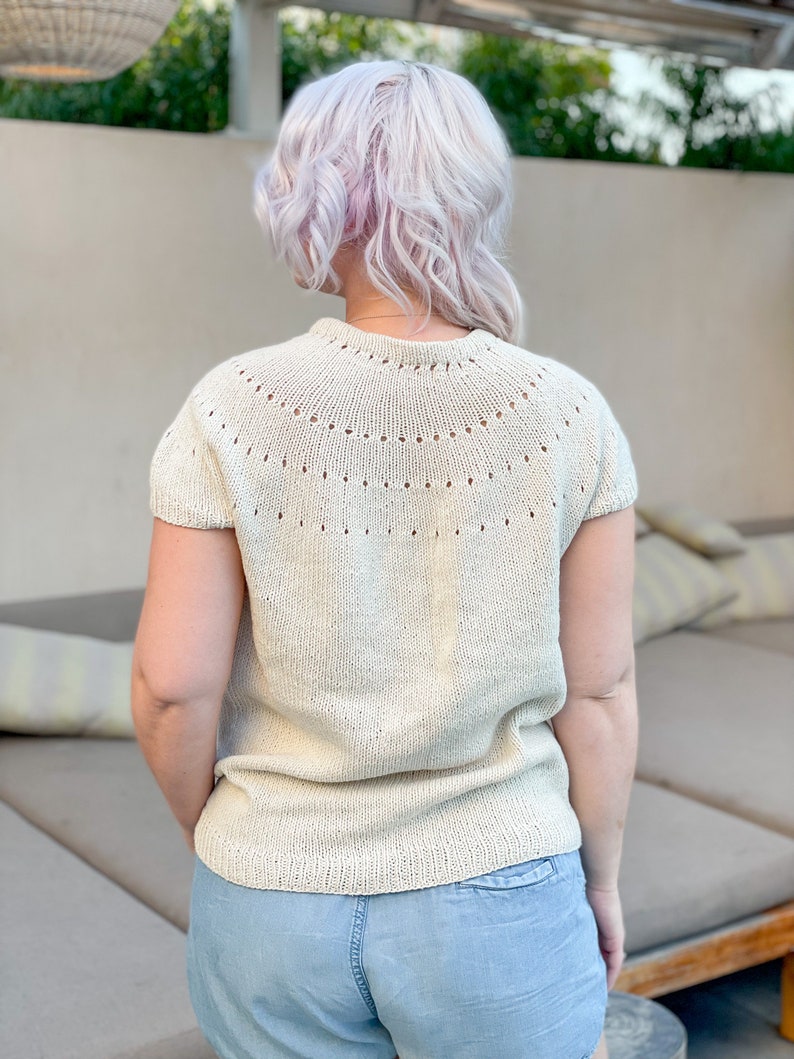KNITTING PATTERN Easy Eyelet Yoke LITE Sweater Pattern - Etsy