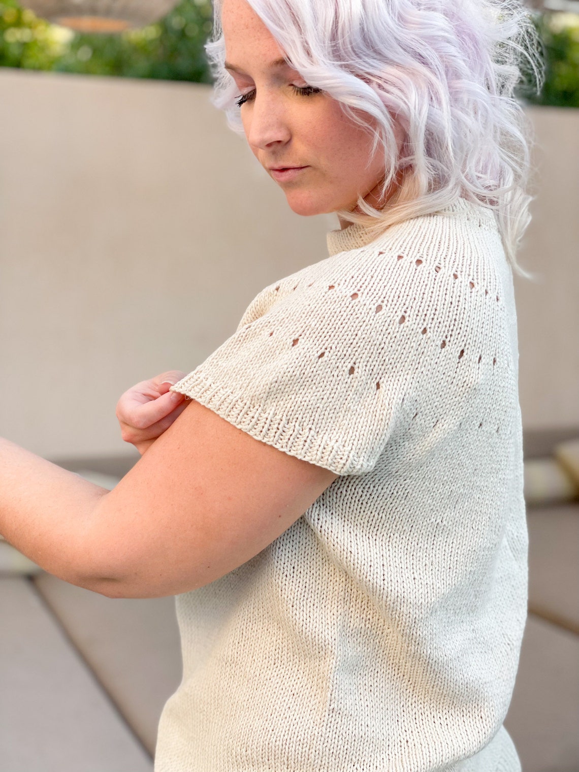 KNITTING PATTERN Easy Eyelet Yoke LITE Sweater Pattern - Etsy