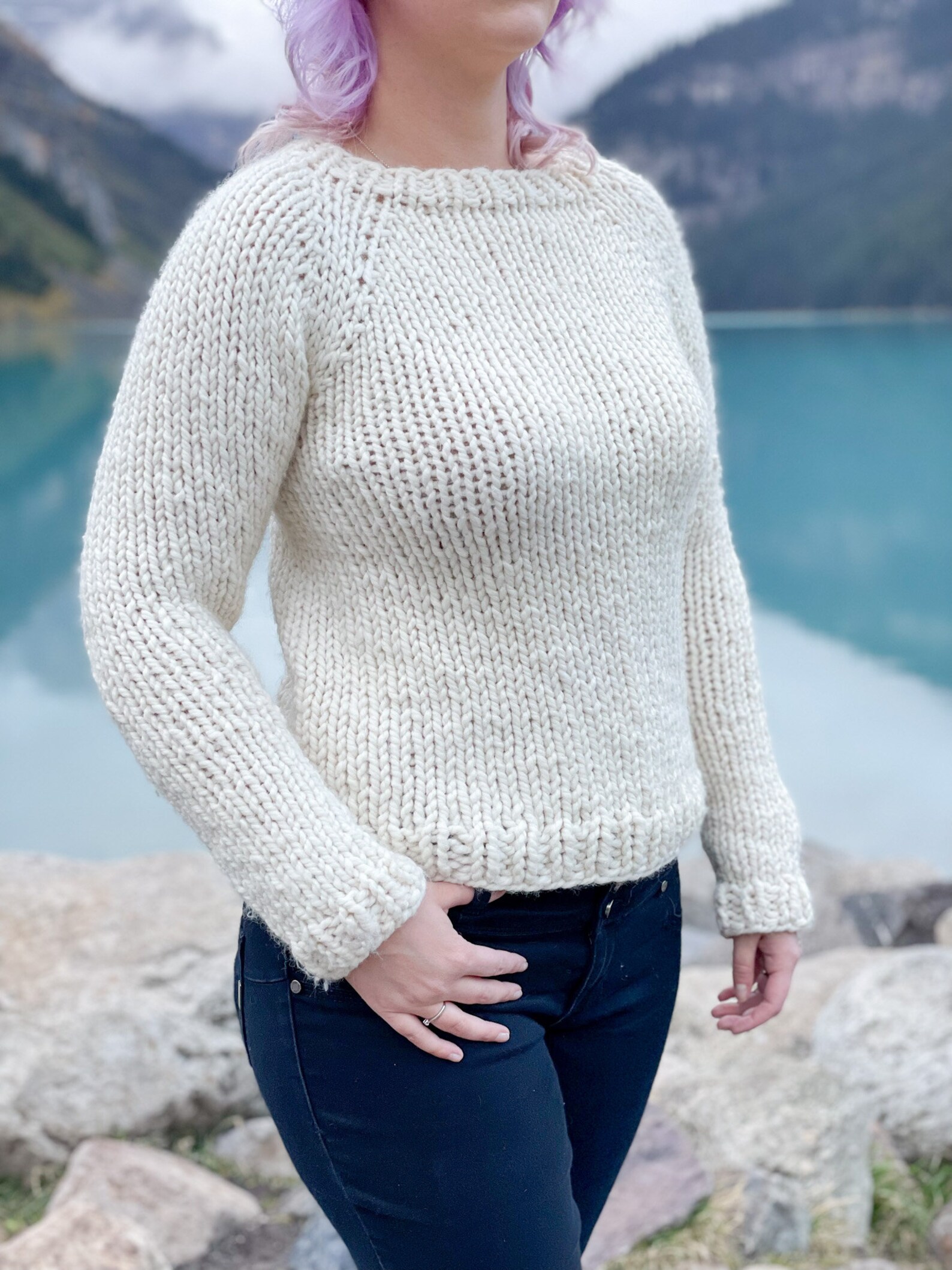 KNITTING PATTERN* Stockinette Beginner Raglan, Beginner Knit Sweater ...