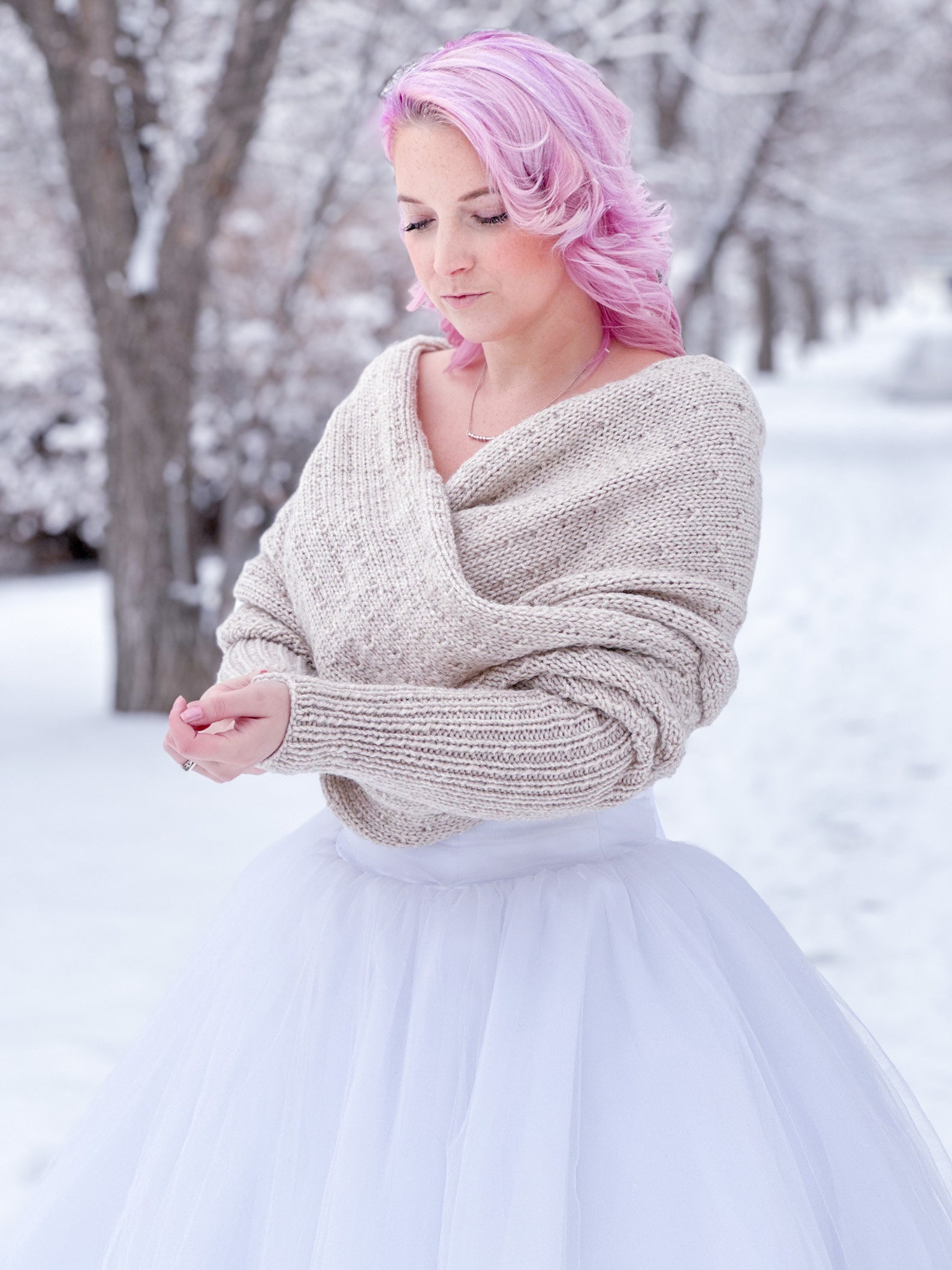 KNITTING PATTERN Snowfall Sweater Scarf, Scarf With Sleeves, Sneed ...