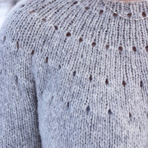 KNITTING PATTERN ** Easy Eyelet Yoke Sweater Pattern, Beginner Yoke ...