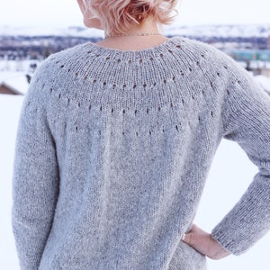 KNITTING PATTERN ** Easy Eyelet Yoke Sweater Pattern, Beginner Yoke ...