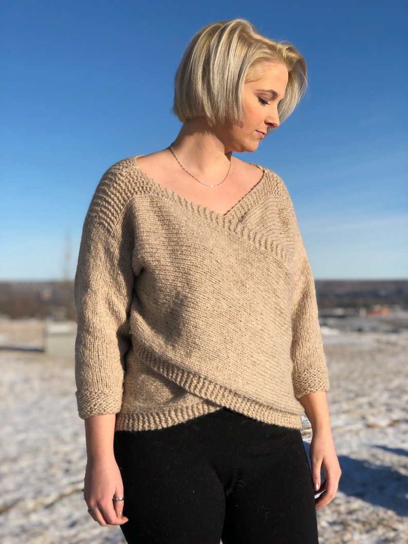 KNITTING PATTERN* Crossback Sweater, Reversible Knit Sweater Pattern ...