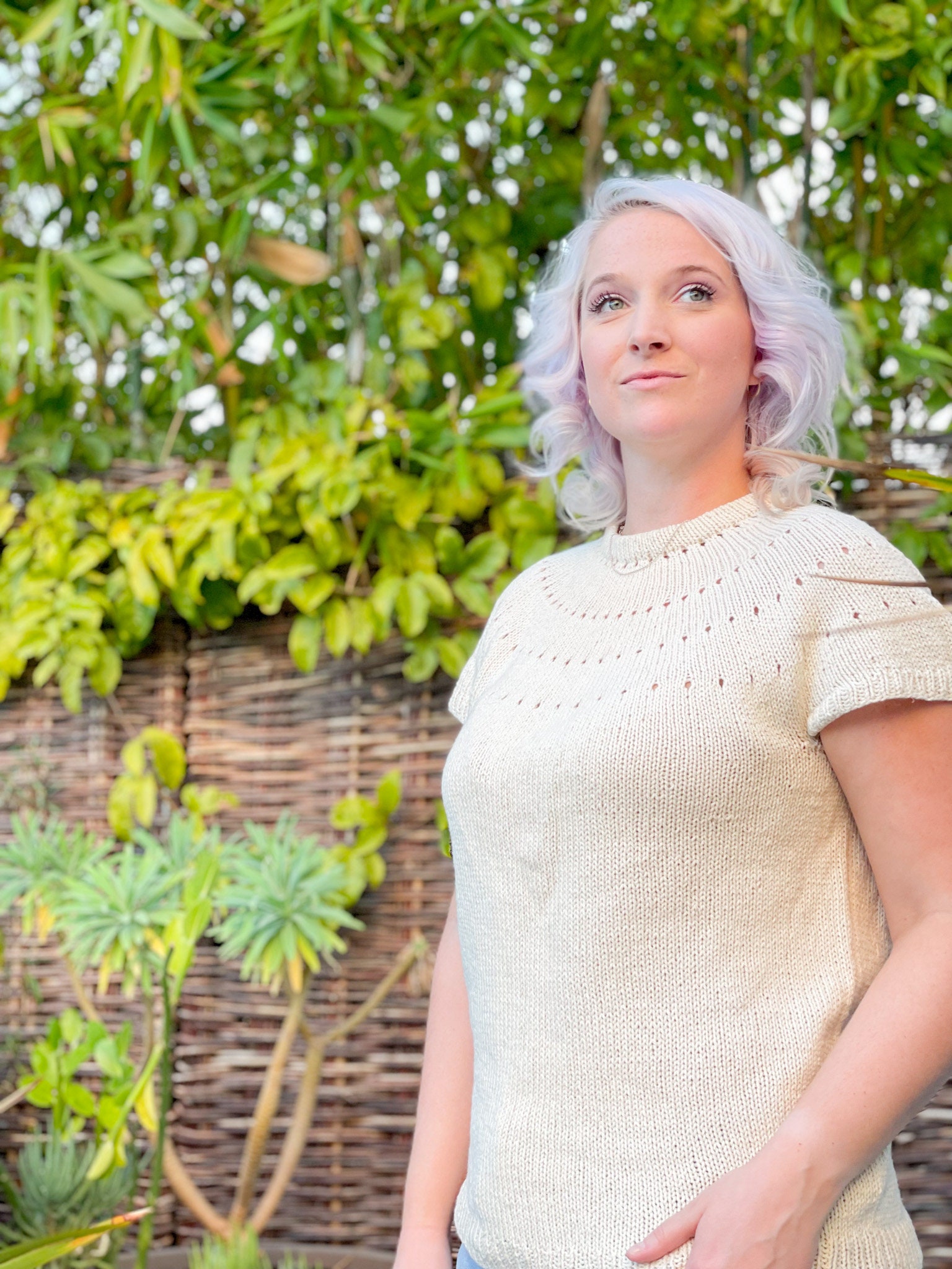 KNITTING PATTERN ** Easy Eyelet Yoke LITE Sweater Pattern, Beginner ...