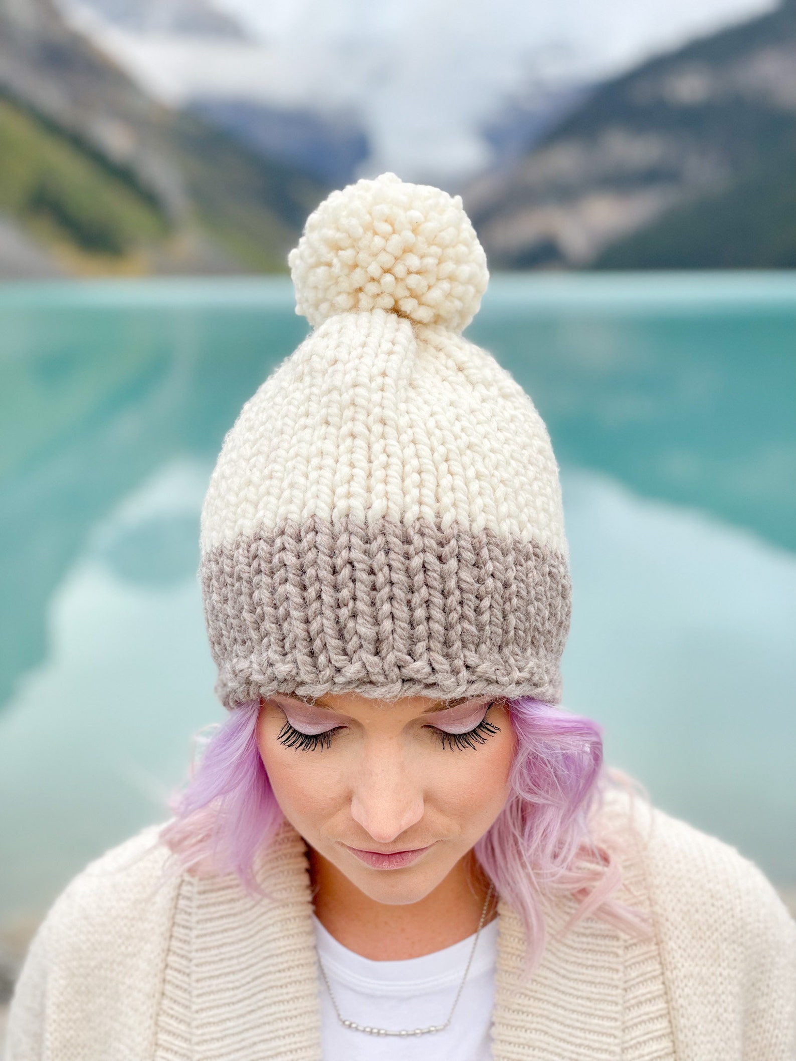 KNITTING PATTERN ** Snow Cap Hat, Two-tone Hat, Knit Hat, Bulky Knit ...