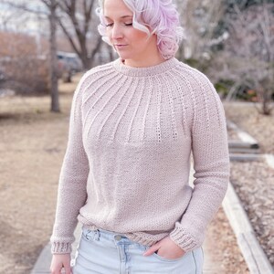 KNITTING PATTERN ** Sunbeam Pullover, Top Down Yoke, Worsted Weight Sweater, Top Down Sweater ...