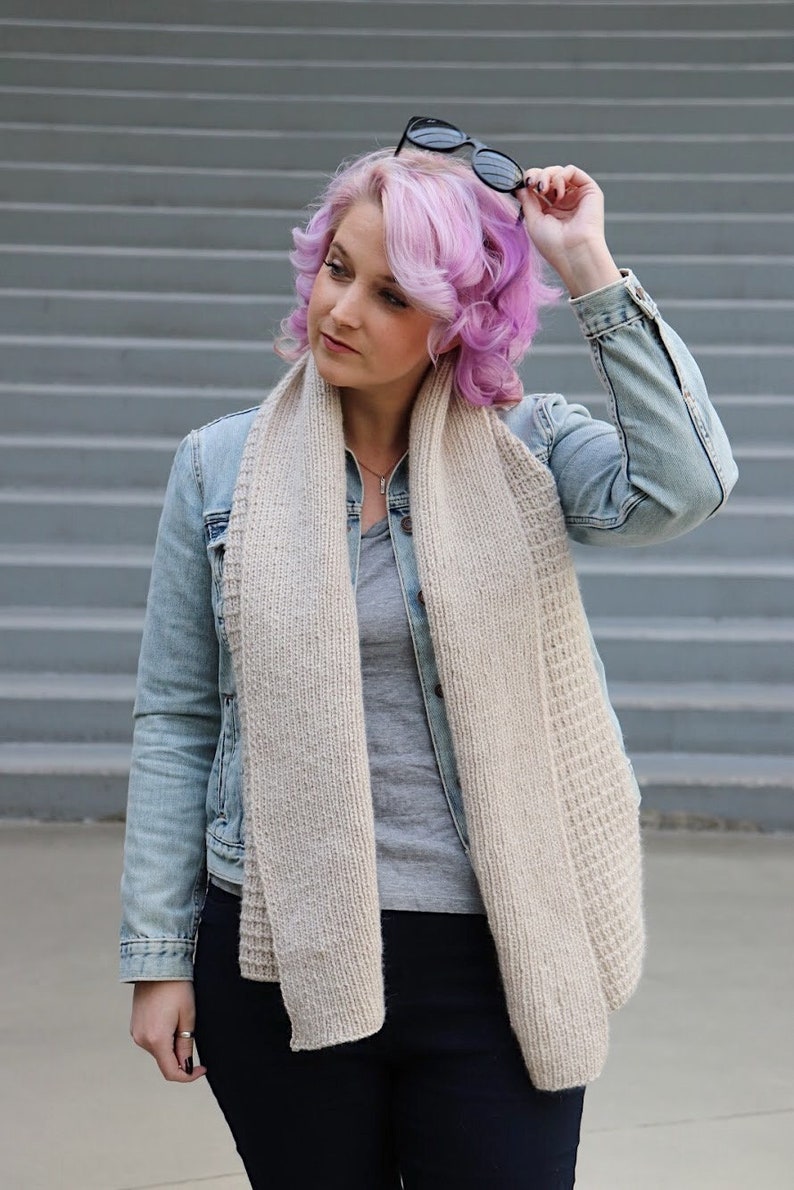 KNITTING PATTERN ** Duality Scarf, Textured Knit Scarf, Two Stitch ...