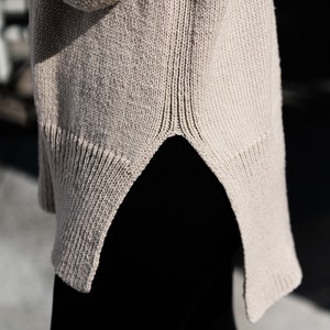 KNITTING PATTERN ** Side Split Pullover, Long Knit Sweater, Cozy Knit Sweater Pattern, Vneck ...