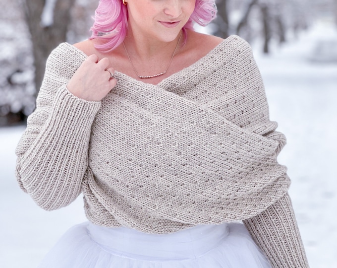 Knitting Pattern Sleeve Scarf Sweater Wrap Instant Download PDF - Etsy