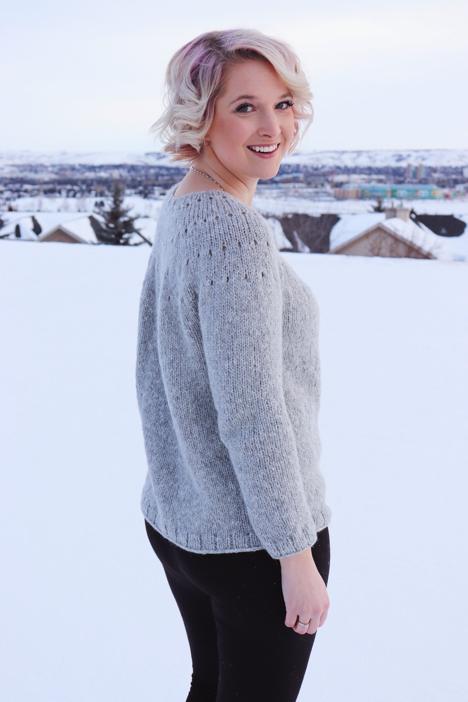 KNITTING PATTERN Easy Eyelet Yoke Sweater Pattern Beginner - Etsy