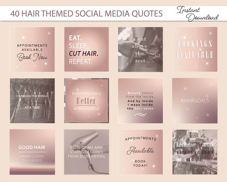 75 Hair Salon Instagram Quotes & Highlight Cover Bundle. Hair Stylist ...