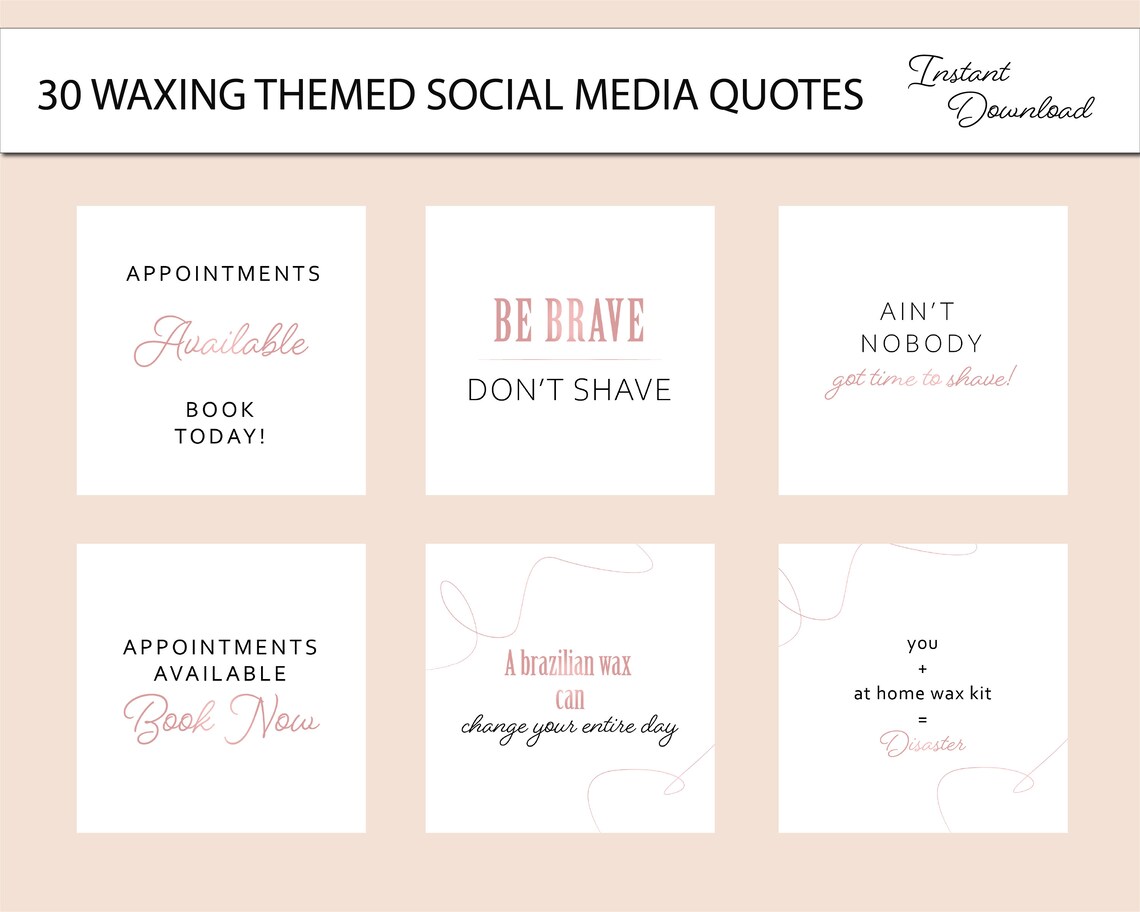 30 Waxing Ready to Use Instagram Quotes. Beauty Salon Waxing - Etsy