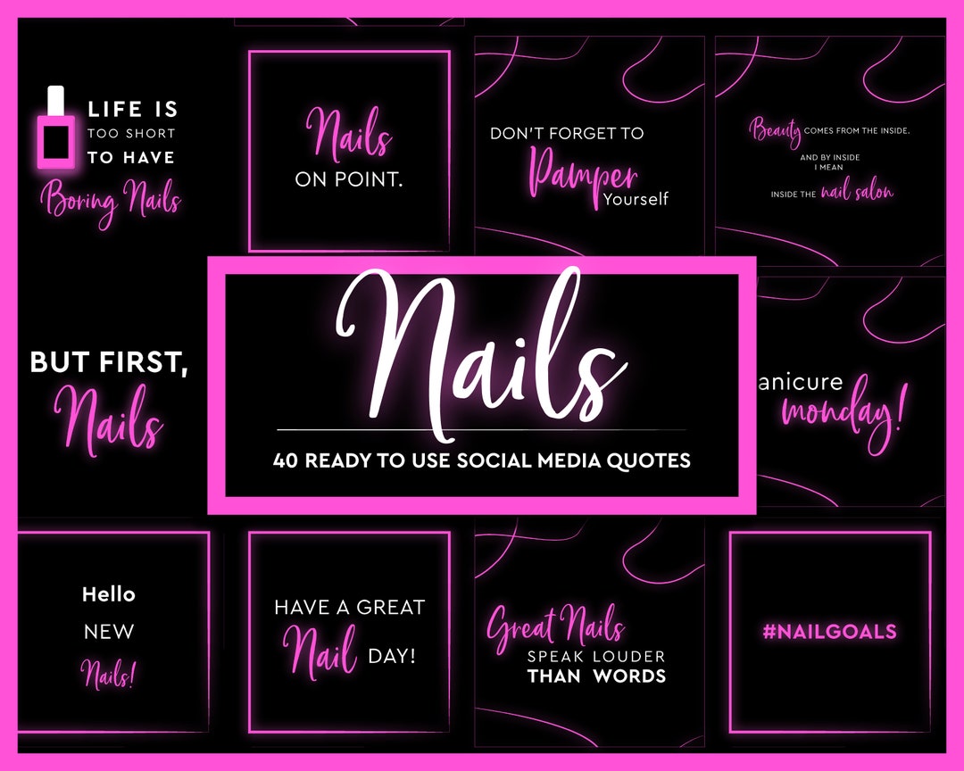 40 Ready to Use Nail Salon Instagram Quotes Neon Pink Social Media ...