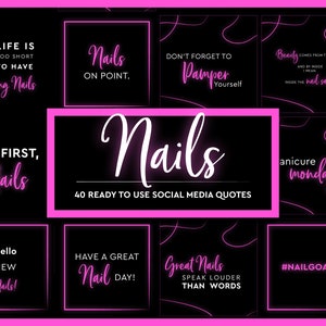 40 Ready to Use Nail Salon Instagram Quotes Neon Pink Social Media ...