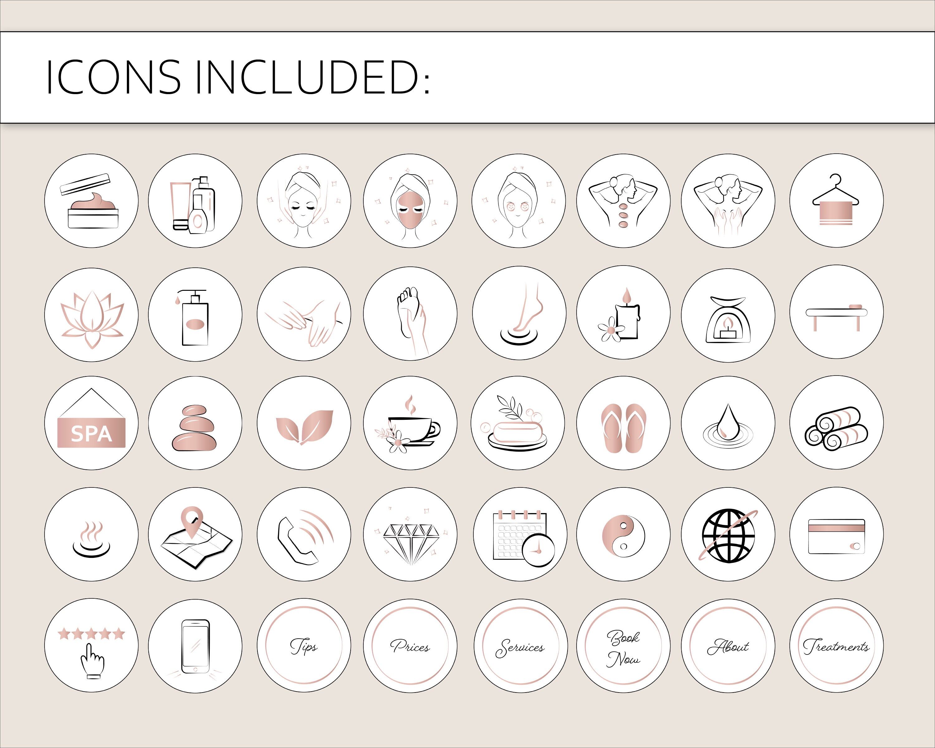 40 Massage And Spa Highlight Instagram Cover Icons Rose Gold Etsy Uk