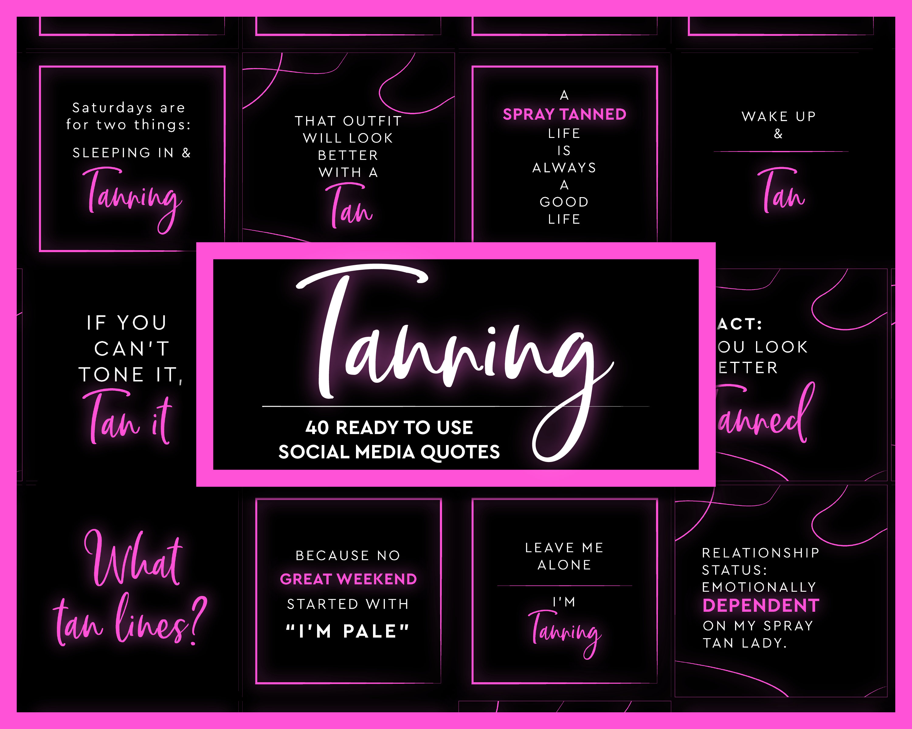 40 Ready to Use Neon Pink Tanning Salon Instagram Quotes Beauty Salon ...