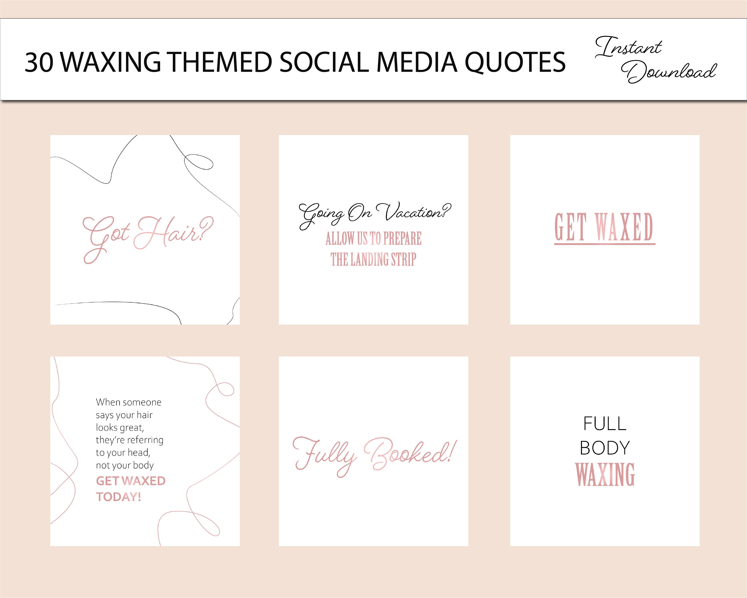 30 Waxing Ready to Use Instagram Quotes. Beauty Salon Waxing - Etsy