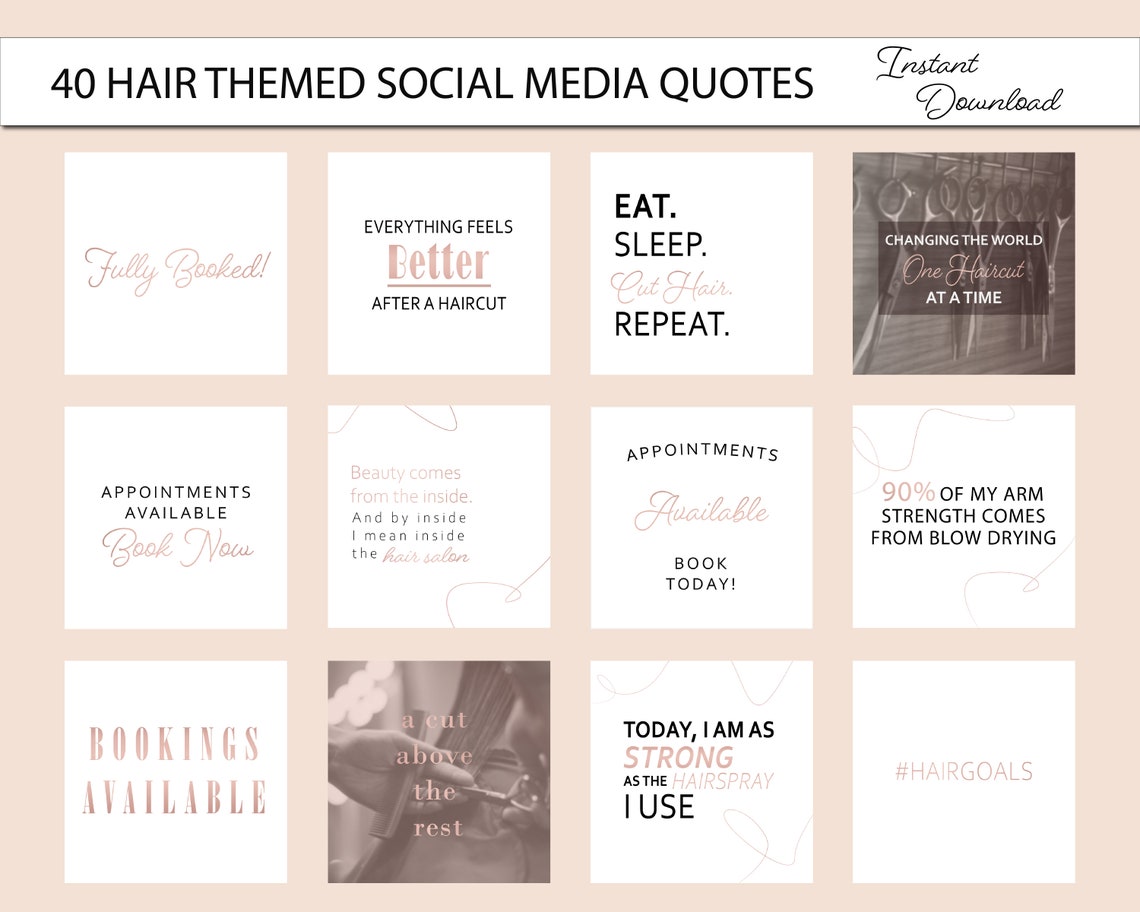 Hair Salon Instagram Quotes – Rose Gold Theme (instant Download) - Etsy UK
