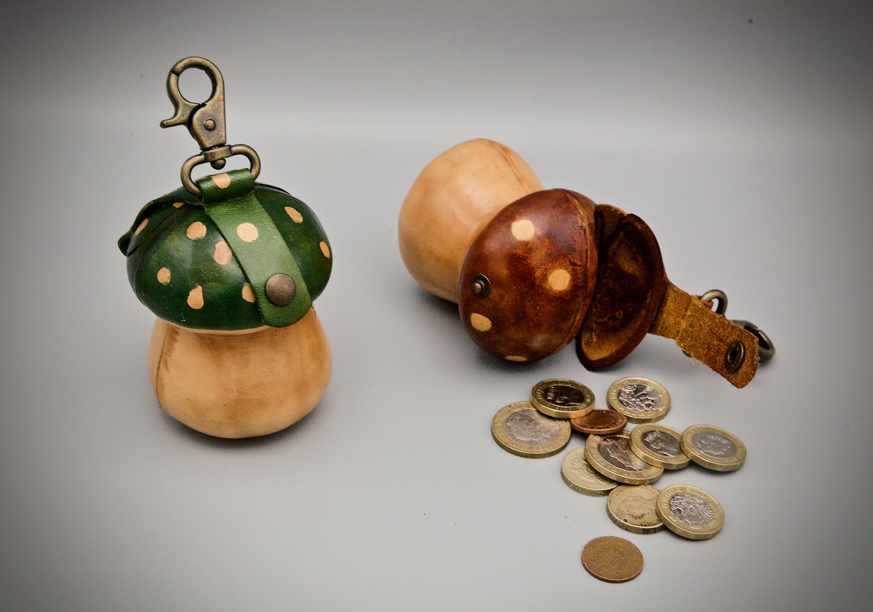 Mushroom Leather Coin Purse: Molded Pouch With Metal Clip - Etsy