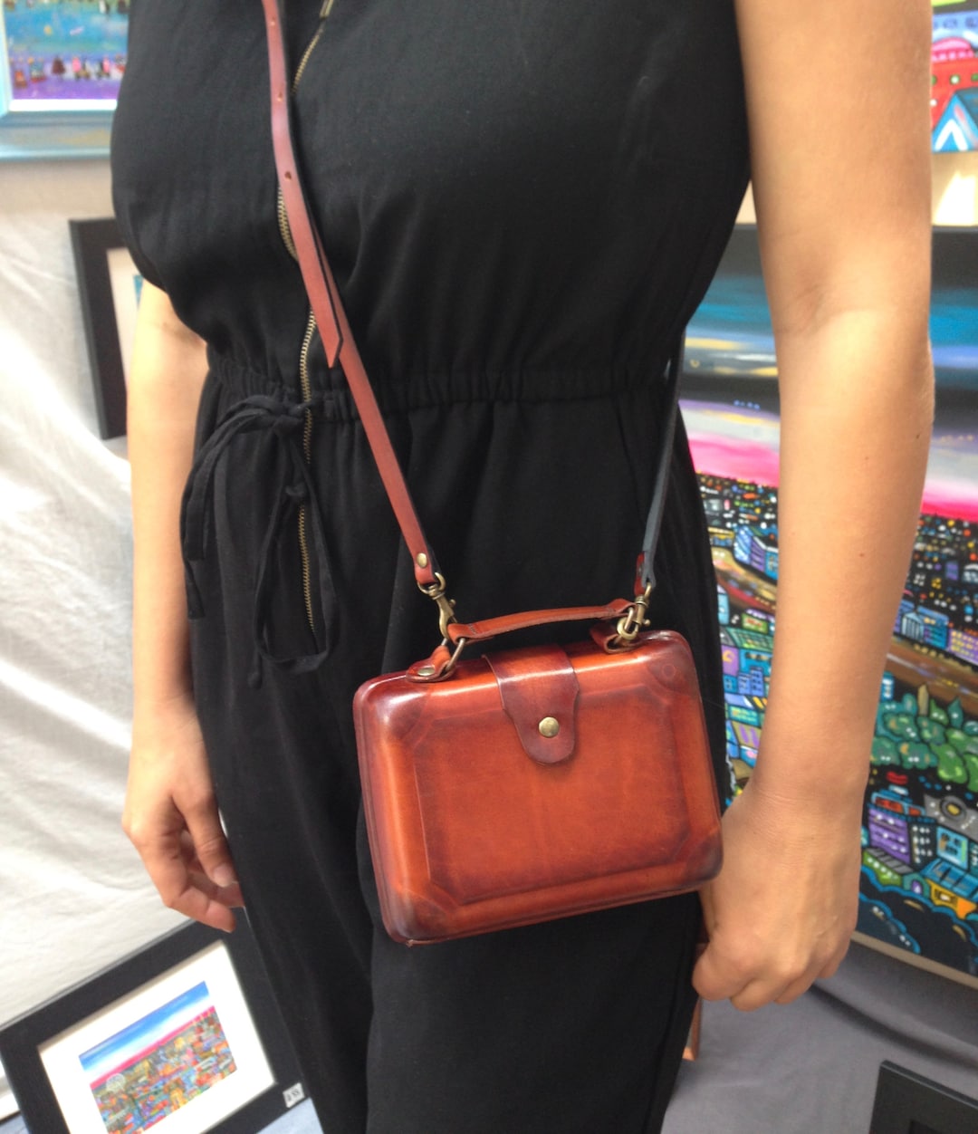 Handmade Moulded Leather Mini Suitcase Bag With Shoulder Strap - Etsy