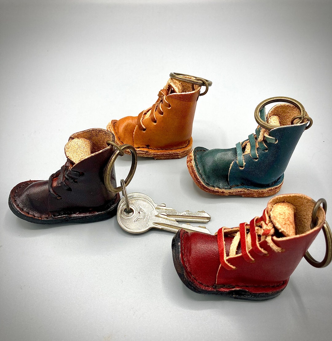Handmade Leather Boot Keyring: Genuine Leather, Hand-painted - Etsy