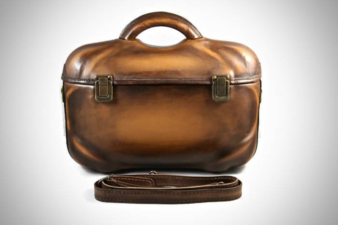 Handmade Hard Leather Bag in Antique Vintage Style Tan Brown Shoulder ...