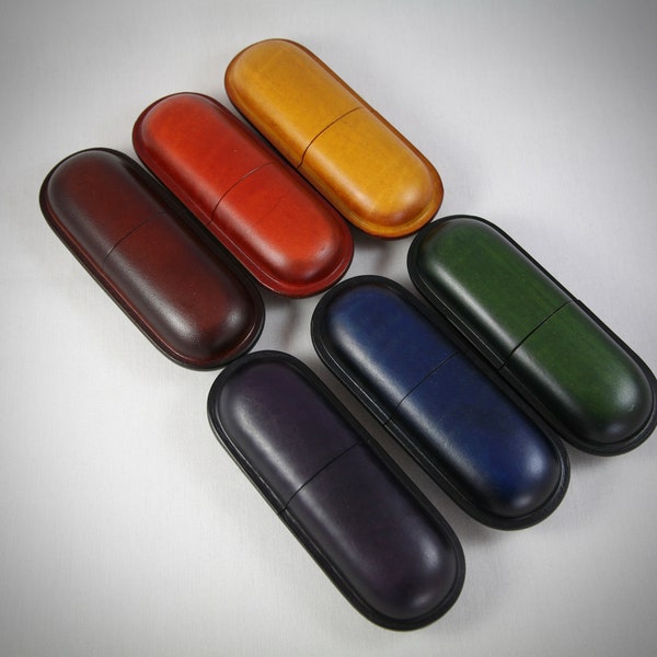 Black Leather Glasses Hard Case - Etsy
