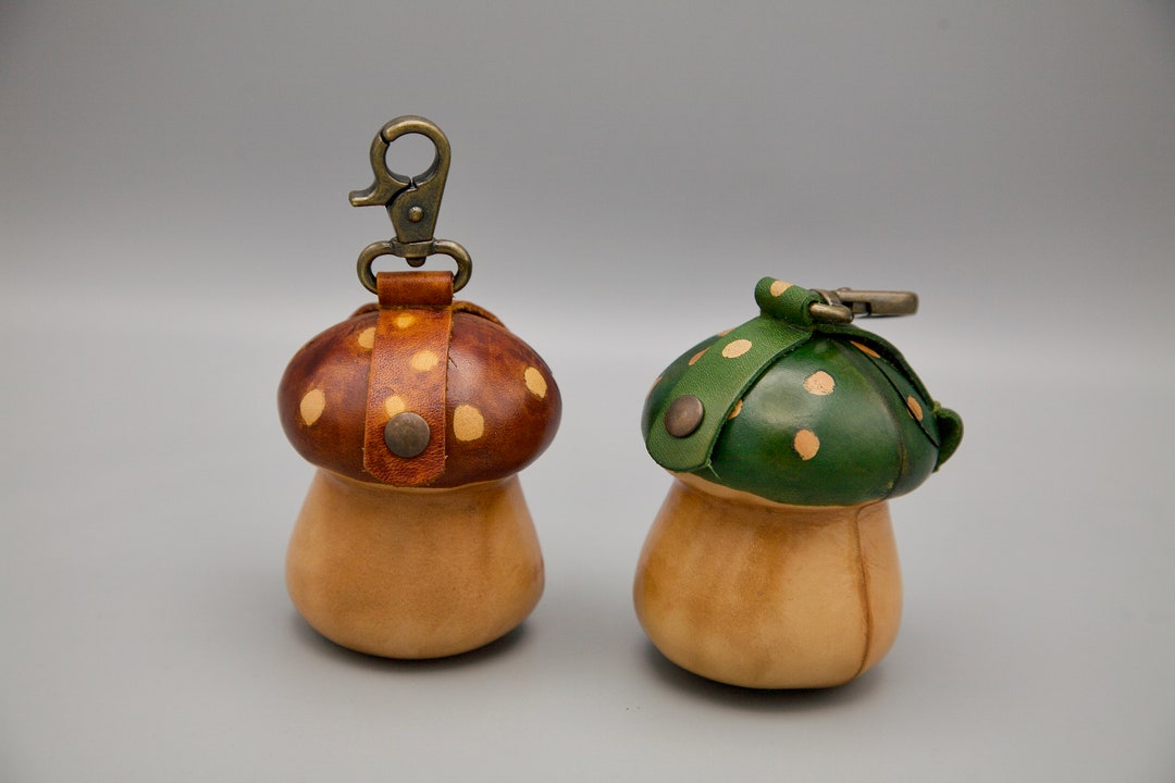 Mushroom Leather Coin Purse: Molded Pouch With Metal Clip - Etsy