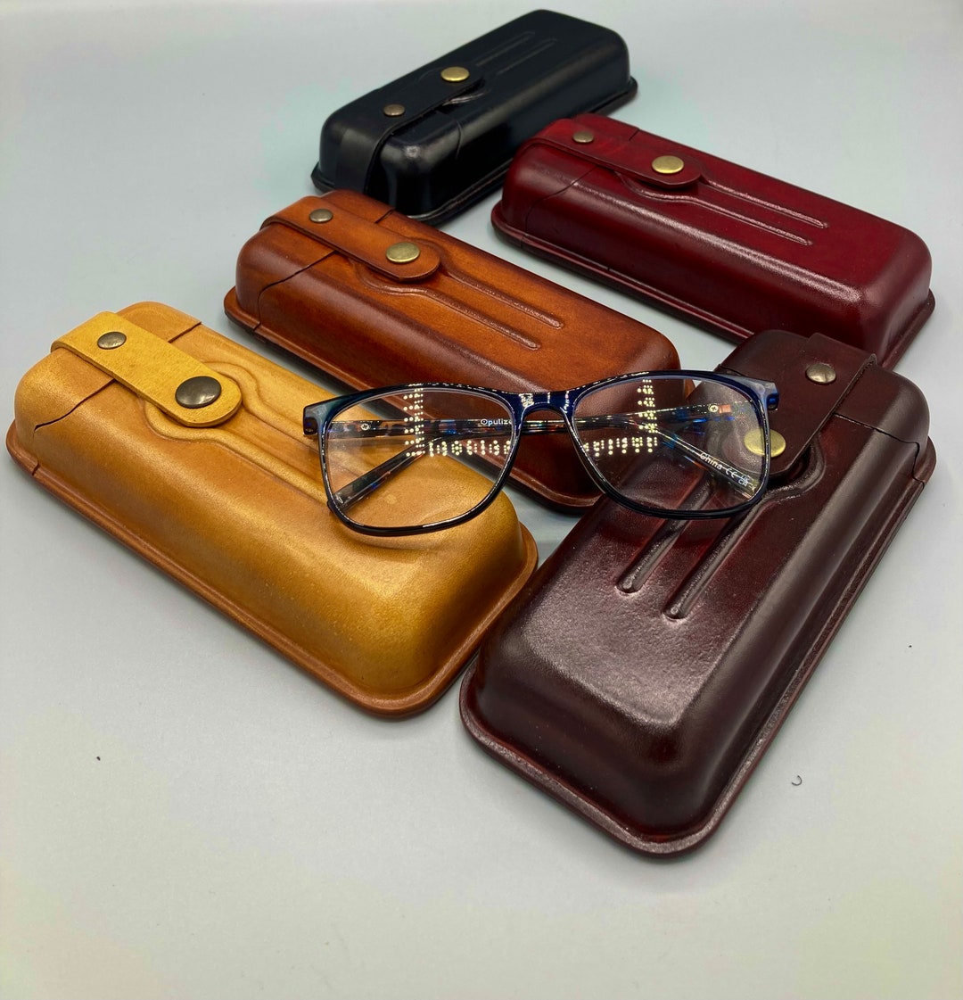 Handmade Hard Leather Eyewear Case: Moulded Leather Pouch - Etsy