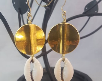 Extra Large Handmade Cowrie Shell and Wood Earrings 9 Inch - Etsy