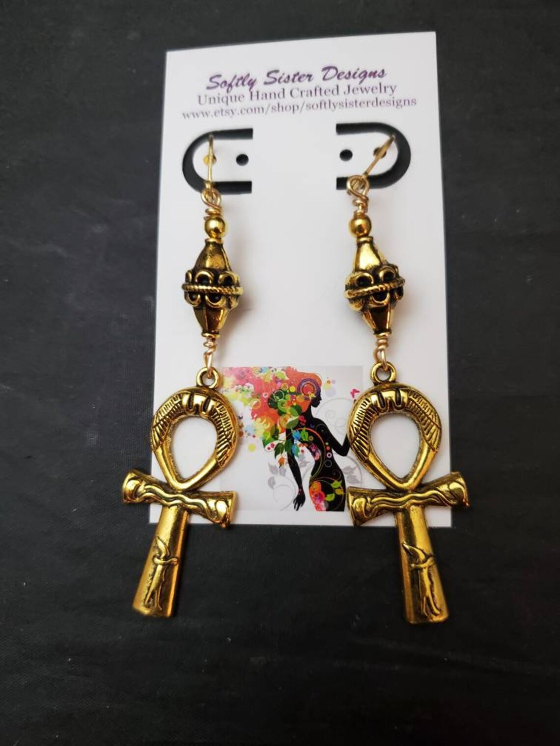Beautiful Gold Ankh Symbol Earrings. - Etsy