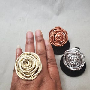 Rose Ring, Oversized Ring, Wire Wrapped Ring, Wire Ring, Statement Ring ...