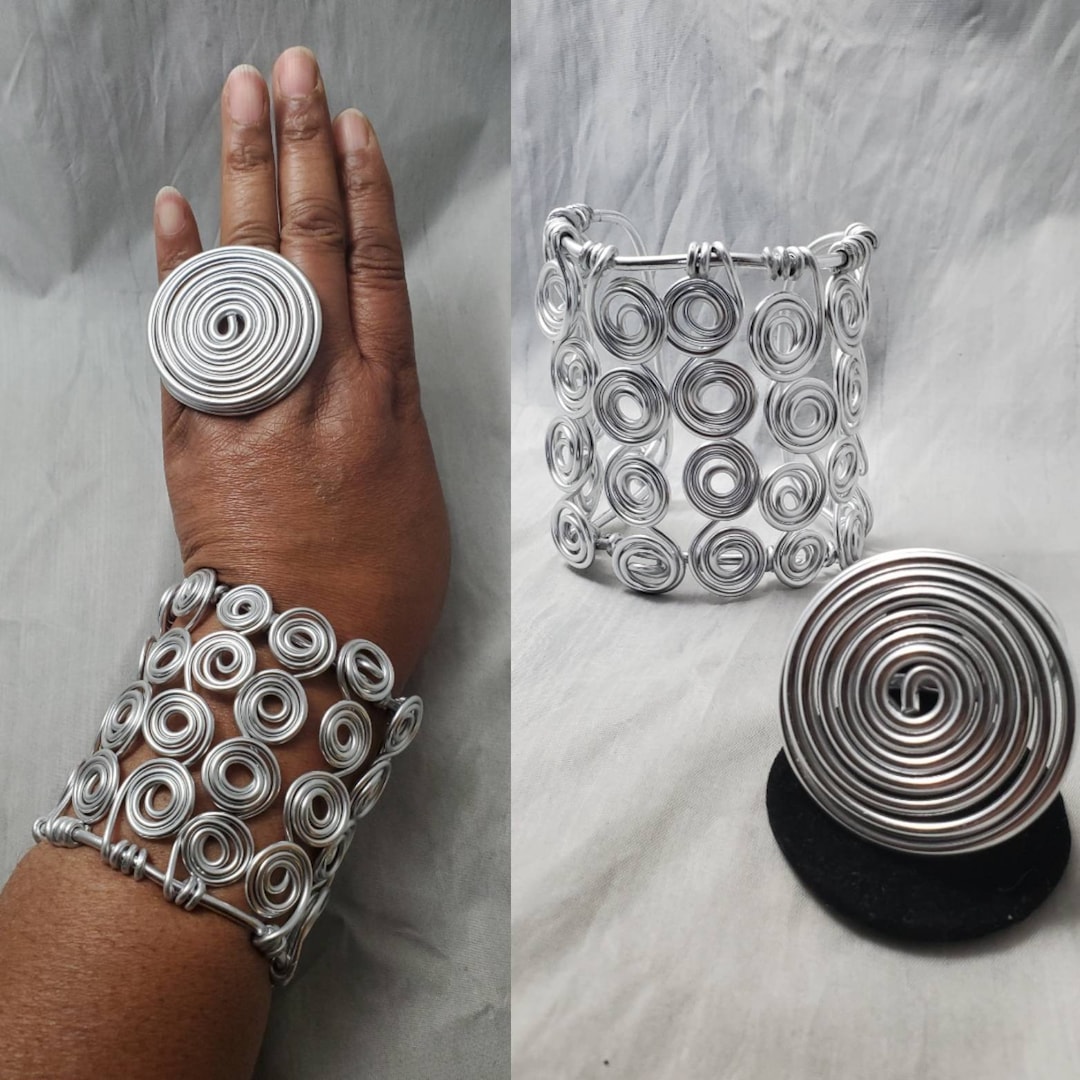Wire Bracelet and Ring Set, Cuff Bracelet, Wire Bracelet, Wire Ring ...