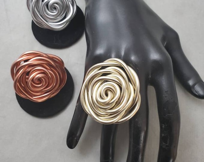 Rose Ring, Oversized Ring, Wire Wrapped Ring, Wire Ring, Statement Ring ...