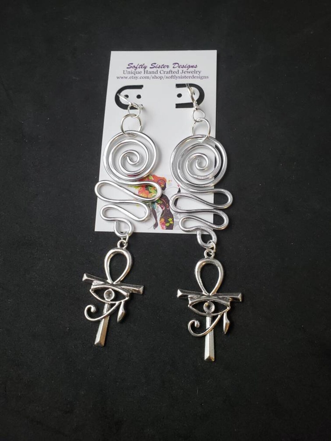 Ankh and Eye of Horus Earrings, Dangle Earrings, Afrocentric Jewelry ...