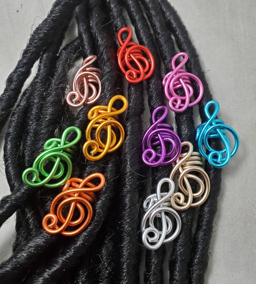 Colorful Treble Clef Dreadlock Jewelry, Hair Jewelry, Loc Coils ...