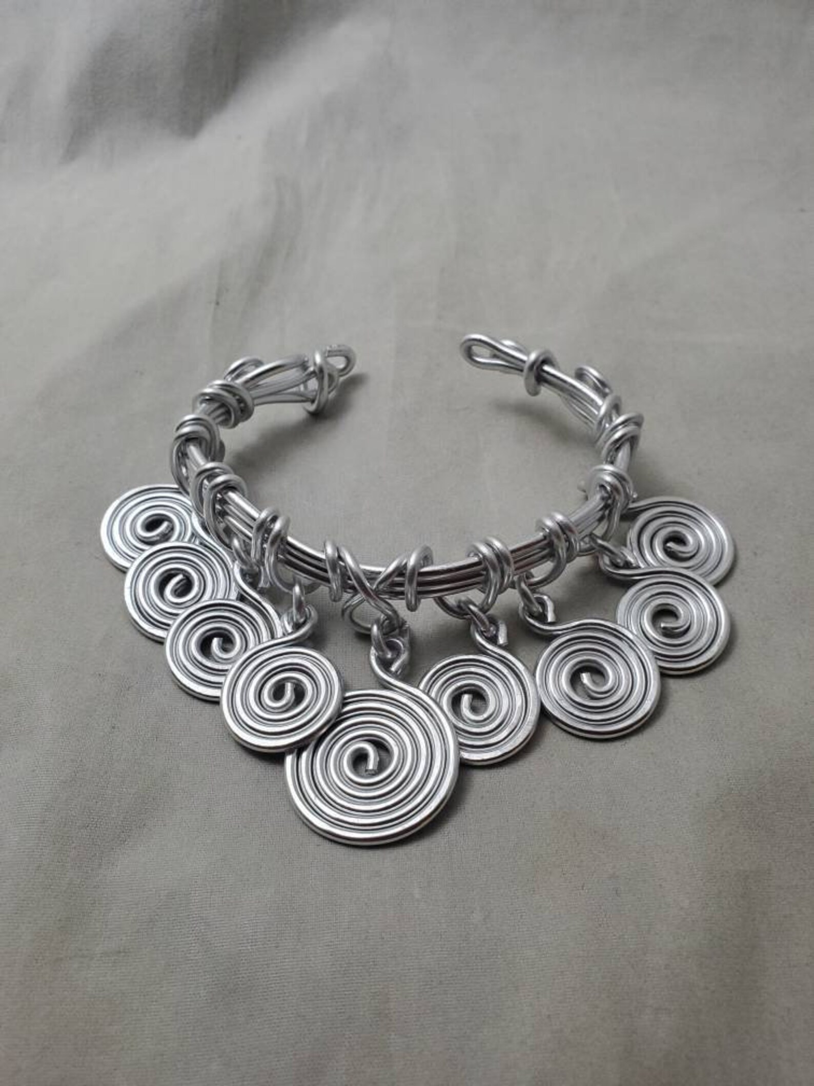 Silver Colored Wire Bracelet, Wire Wrapped Bracelet, Aluminum Wire ...