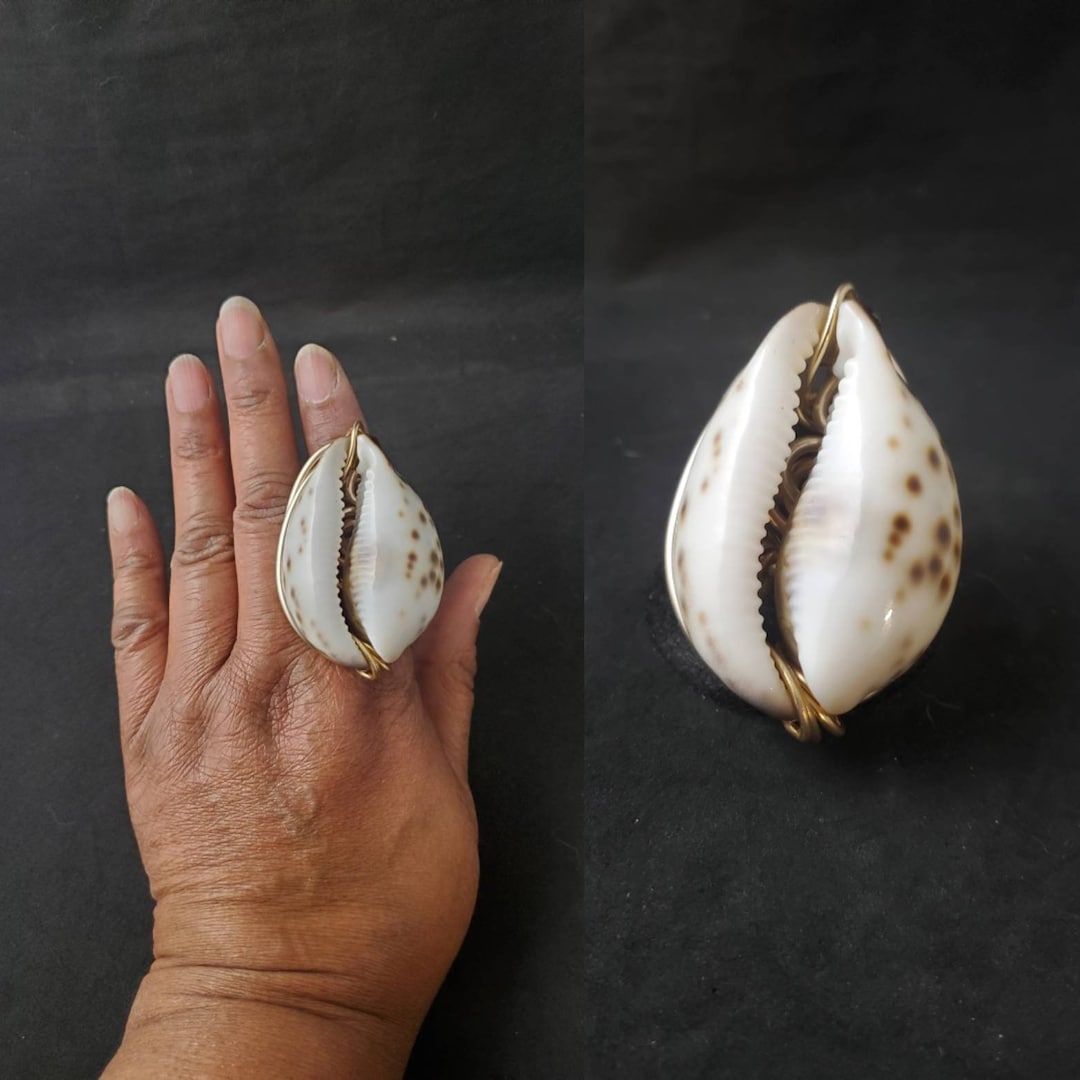 Cowrie Shell Ring, Cowrie Shell, Cowrie Shell Jewelry, Shell Ring ...